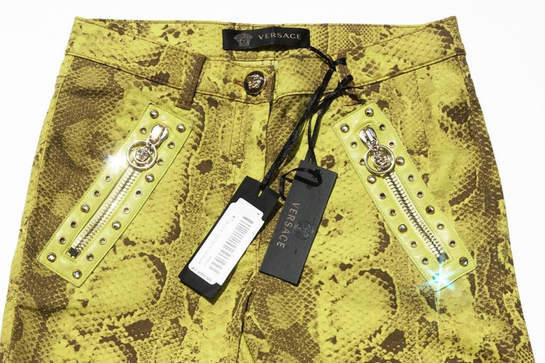 New Versace Snake Print Swarovski Crystals Leather Details Medusa ...