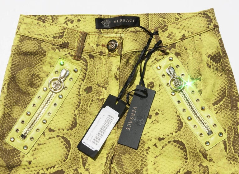 New Versace Snake Print Swarovski Crystals Leather Details Medusa ...