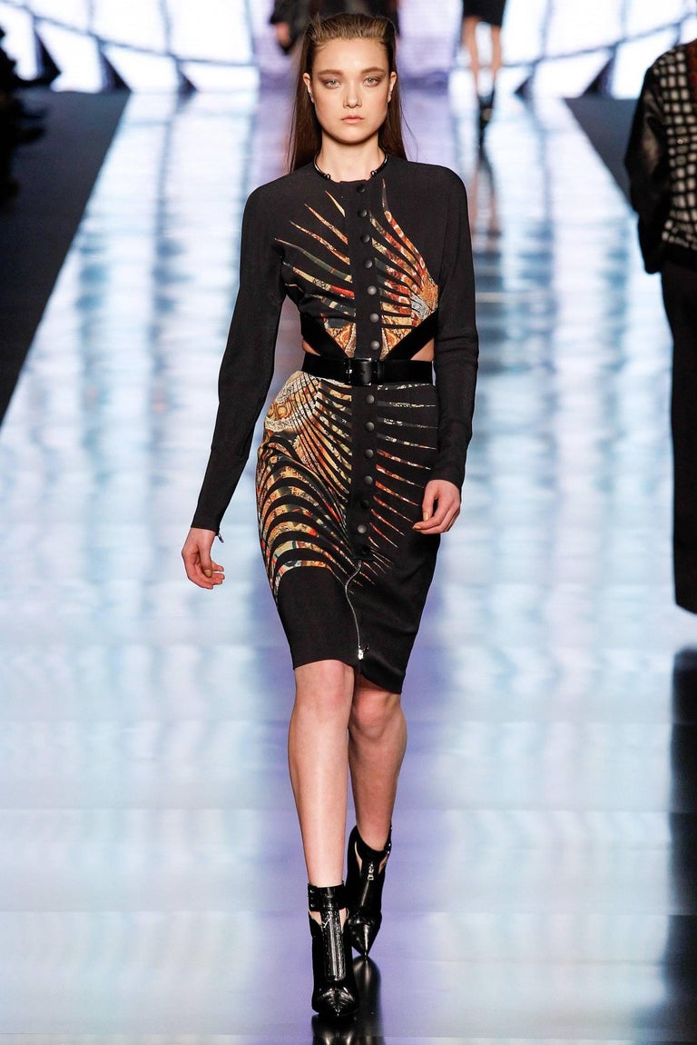 New Etro Runway Cut-Out Waist with Leather Belt Double Closure Dress It ...