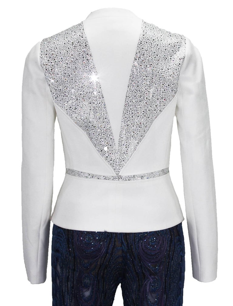 New Versace Crystal Embellished White Blazer Jacket It 40 - US 6 For ...