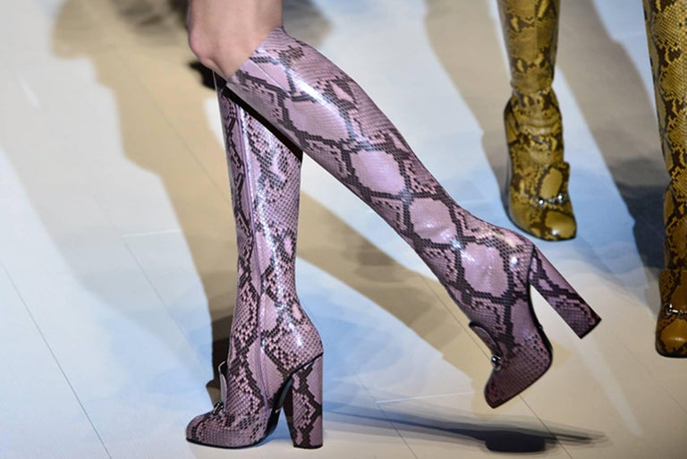 New GUCCI Campaign Python Horsebit Knee High Boots Pink 36.5 - US 7 at ...
