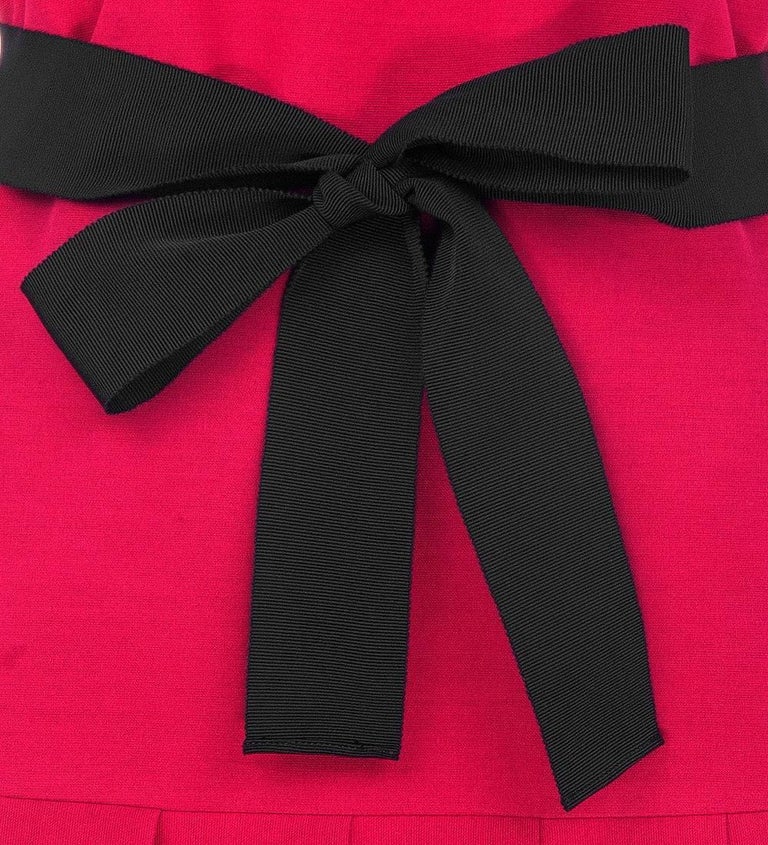 New Gucci Mini Cocktail Red Silk Dress With Ribbon Black Belt It. 38 ...
