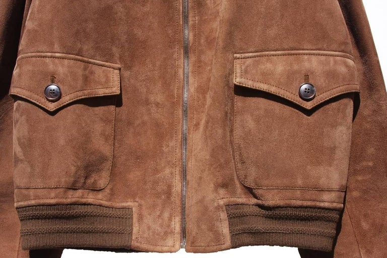 New Gucci Men's Goat Suede Brown Bomber Jacket 50 - US 40 at 1stDibs ...
