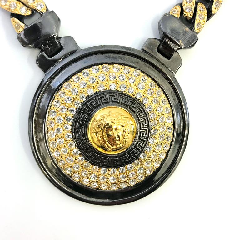 1990s Gianni Versace gunmetal and gold tone medallion chain For Sale at ...