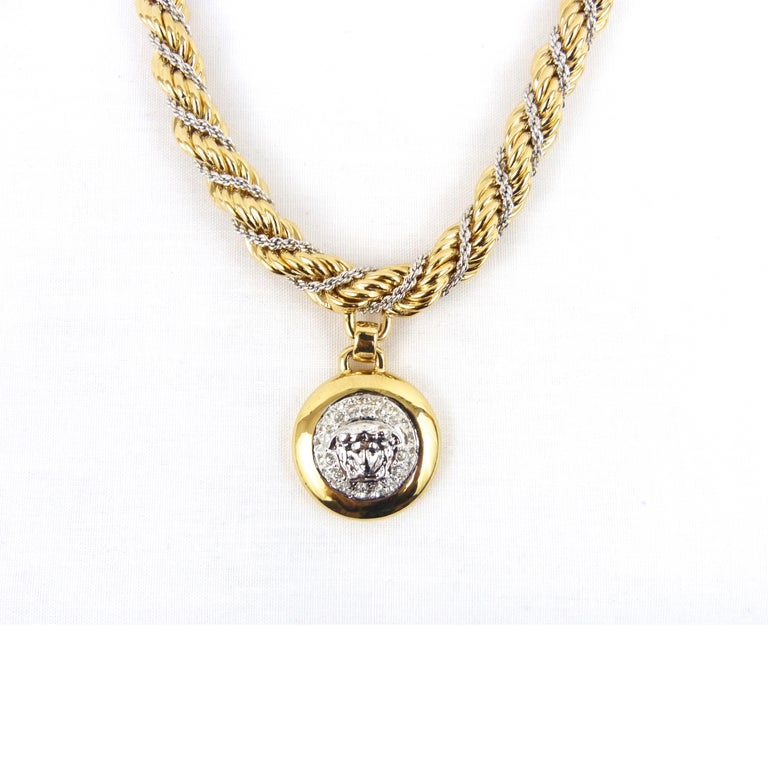 Gianni Versace 1990 gold and silver metal rope necklace with silver ...