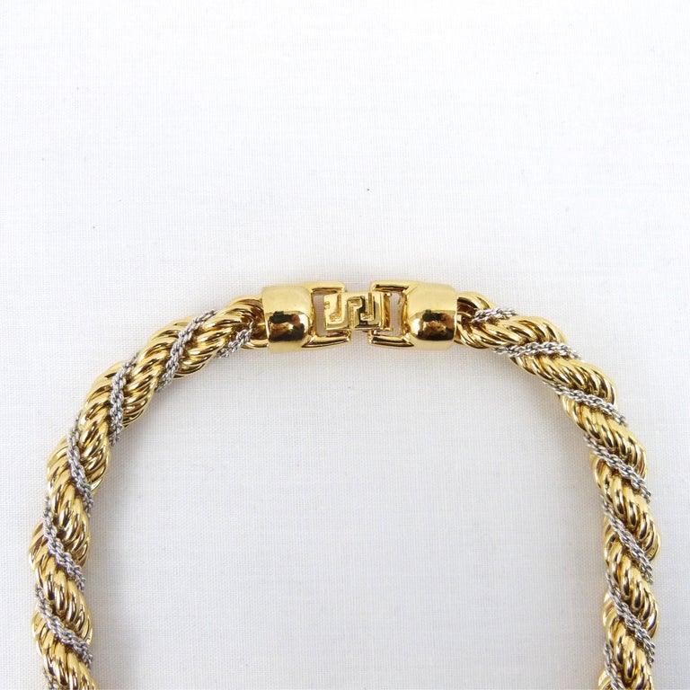 Gianni Versace 1990 gold and silver metal rope necklace with silver ...