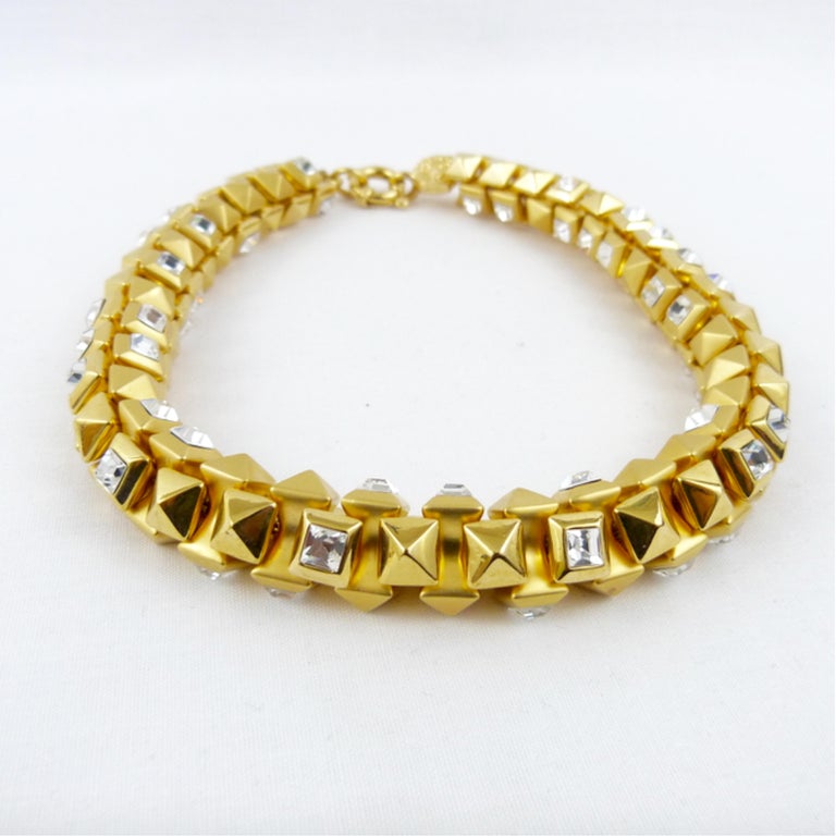 Gianni Versace 1990s gold stud and stone choker necklace For Sale at ...