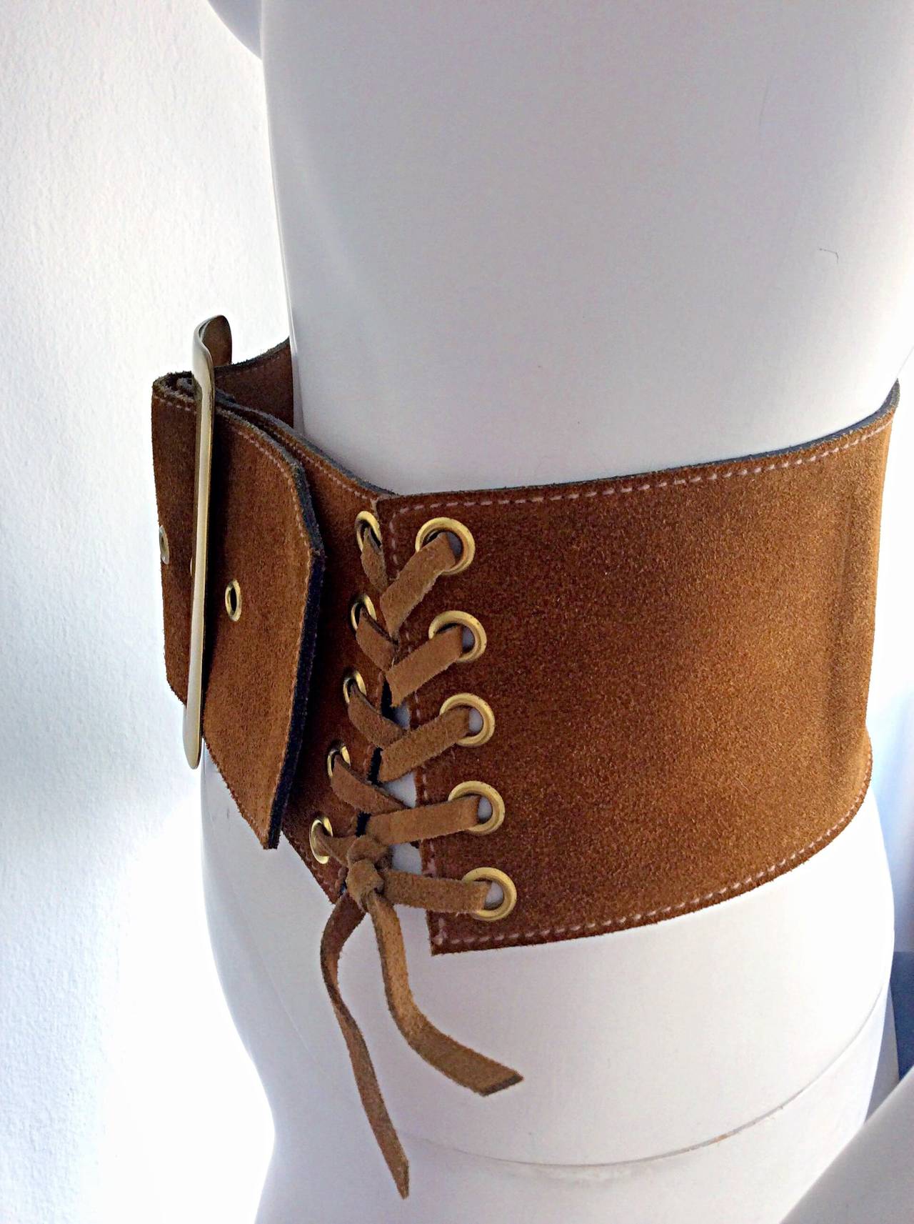 1960s 1970s Brand New Vintage Calderon Oversized Jumbo Tan Suede Boho ...