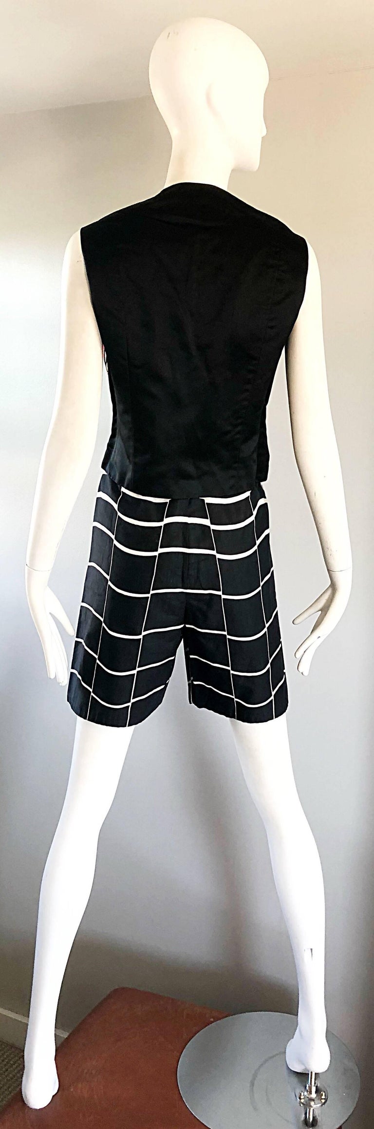 Cardinali Abstract Vest and Black and White High Waisted Shorts w ...