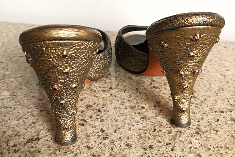 1950s Herbert Levine Bronze Gold Size 6 Ruby Red Rhinestone ...