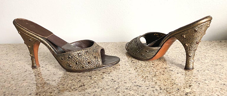 1950s Herbert Levine Bronze Gold Size 6 Ruby Red Rhinestone ...