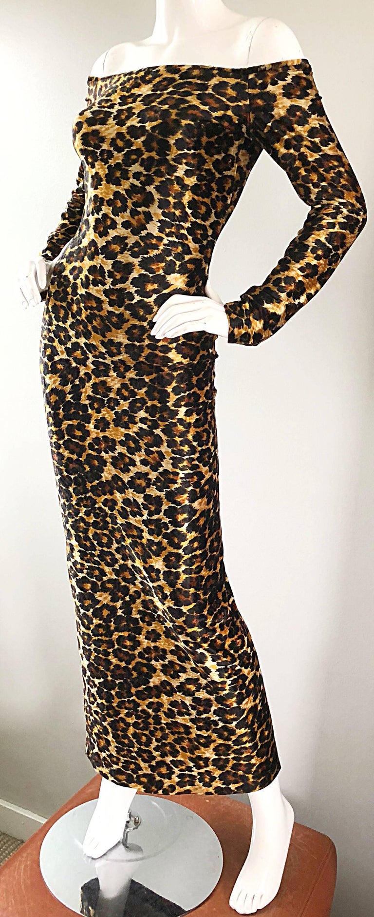 Patrick Kelly Vintage Sexy 80s Leopard Print Off Shoulder Cheetah Dress ...