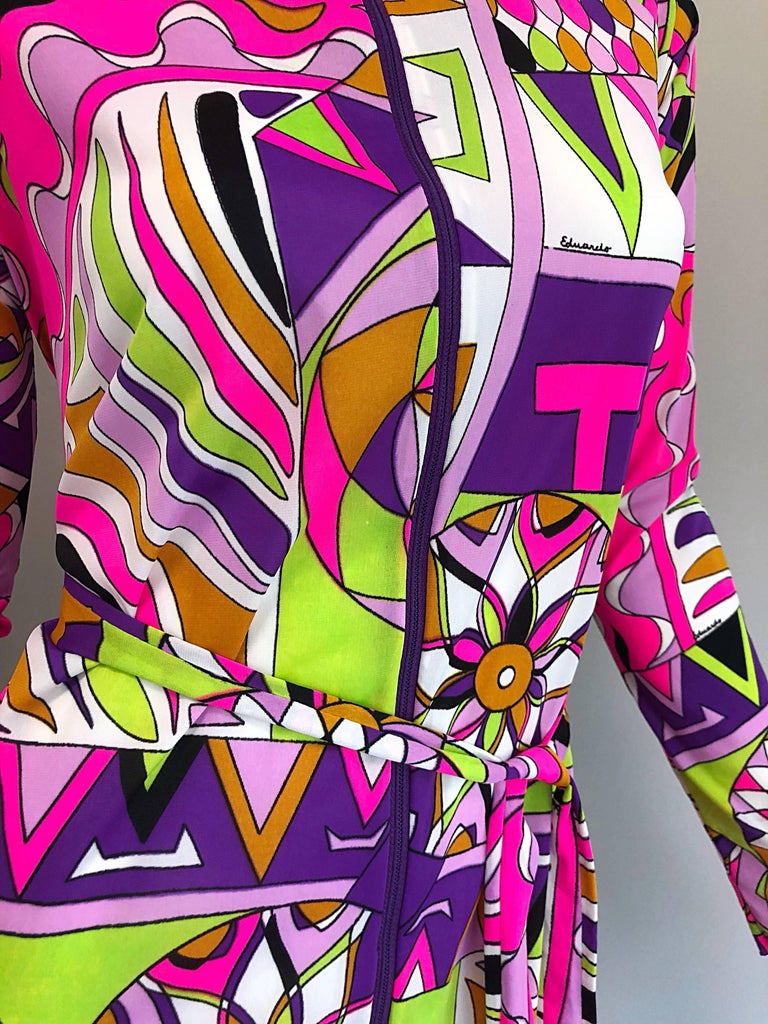 Amazing 1970s Saks 5th Avenue Eduardo Pucci Print Vintage 70s Belted ...