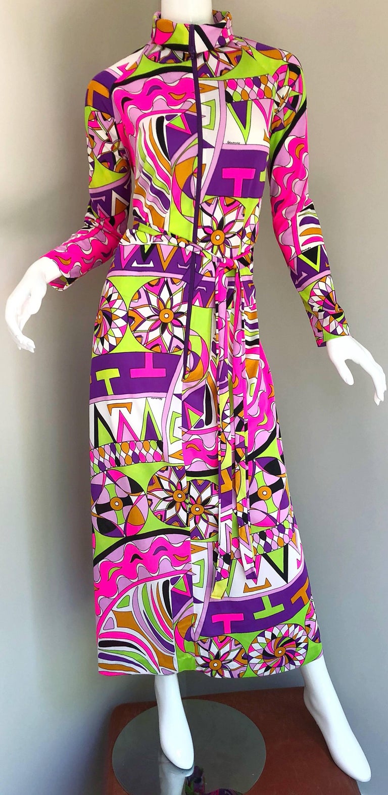Amazing 1970s Saks 5th Avenue Eduardo Pucci Print Vintage 70s Belted ...