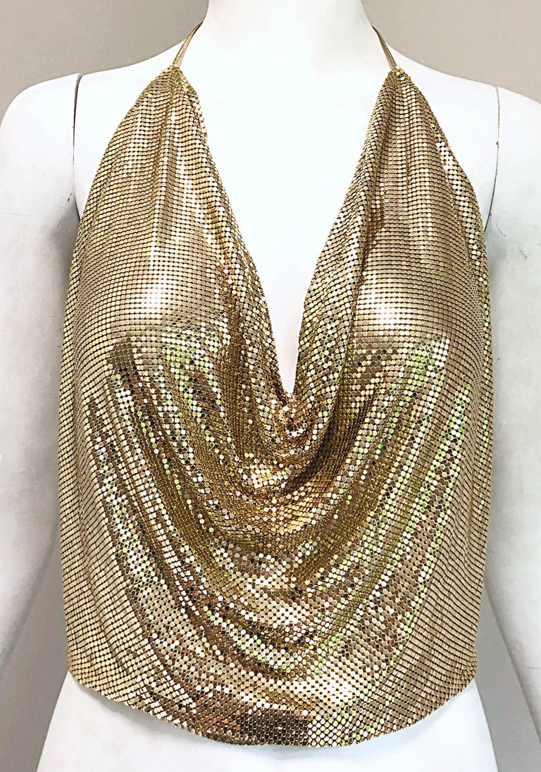 1970s Whiting and Davis Gold Metal Chain Mail Sexy Disco Vintage 70s ...