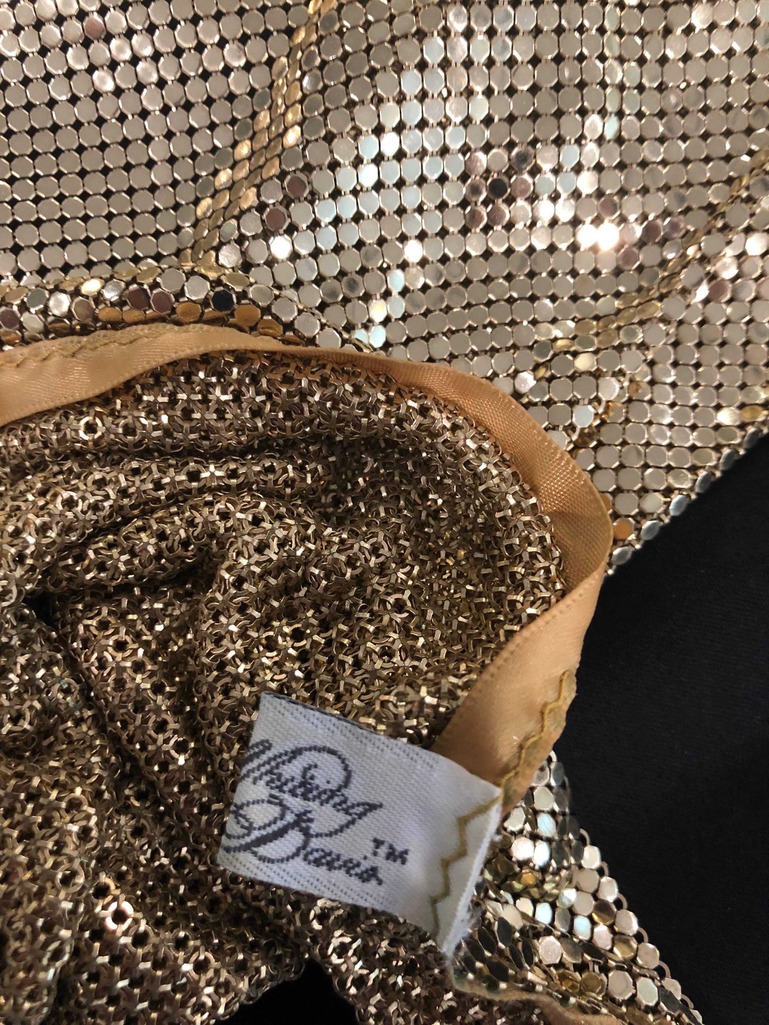 1970s Whiting And Davis Gold Metal Chain Mail Sexy Disco Vintage 70s