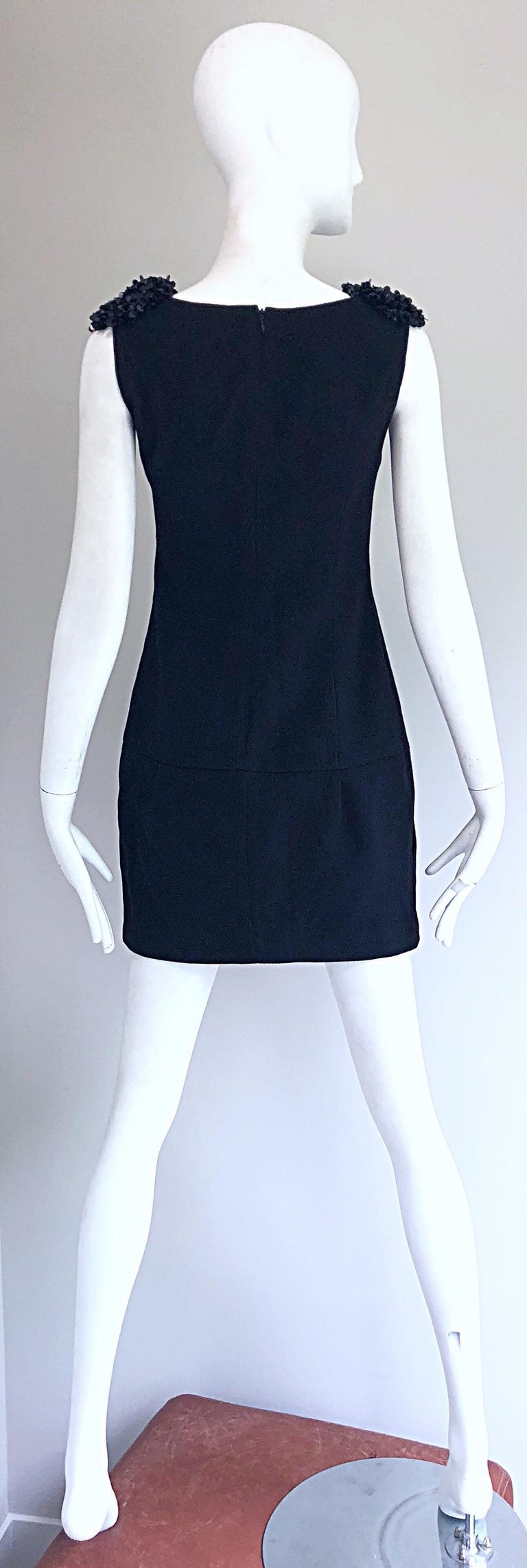 1990s Miu Miu Black Virgin Wool Sequin Beaded Vintage 90s Mini Dress ...