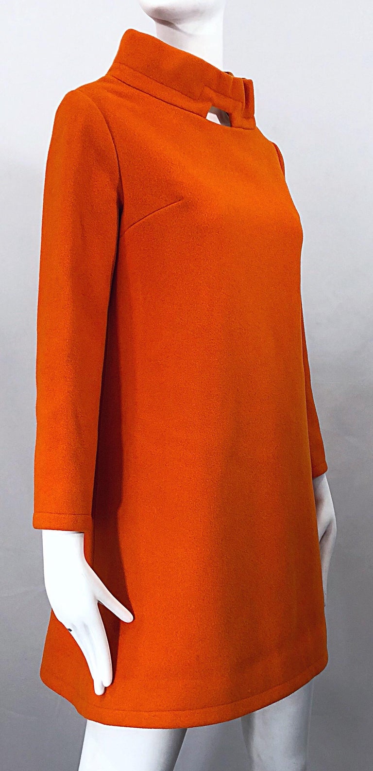 Chic 1960s Orange Wool Mod Space Age Cut Out A Line Vintage 60s Mini ...