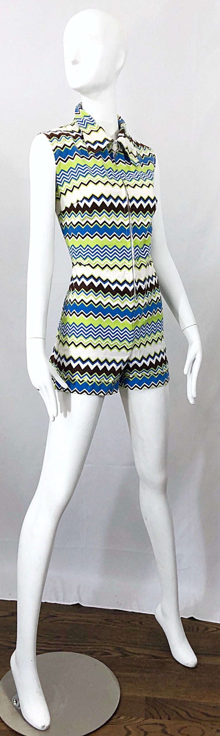 Chic 1970s Missoni Style Zig Zag Sleeveless Vintage 70s Cotton One ...