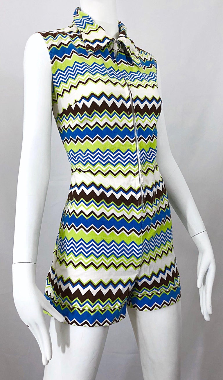 Chic 1970s Missoni Style Zig Zag Sleeveless Vintage 70s Cotton One ...