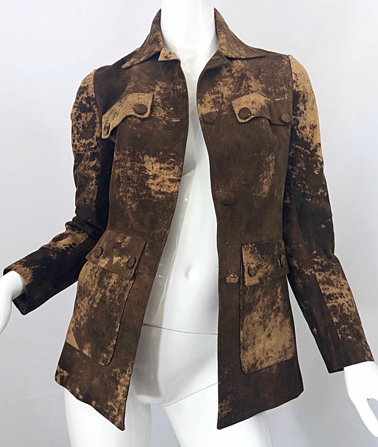 Amazing 1970s Brown + Tan Ultra Suede Belted Vintage 70s Safari Style ...