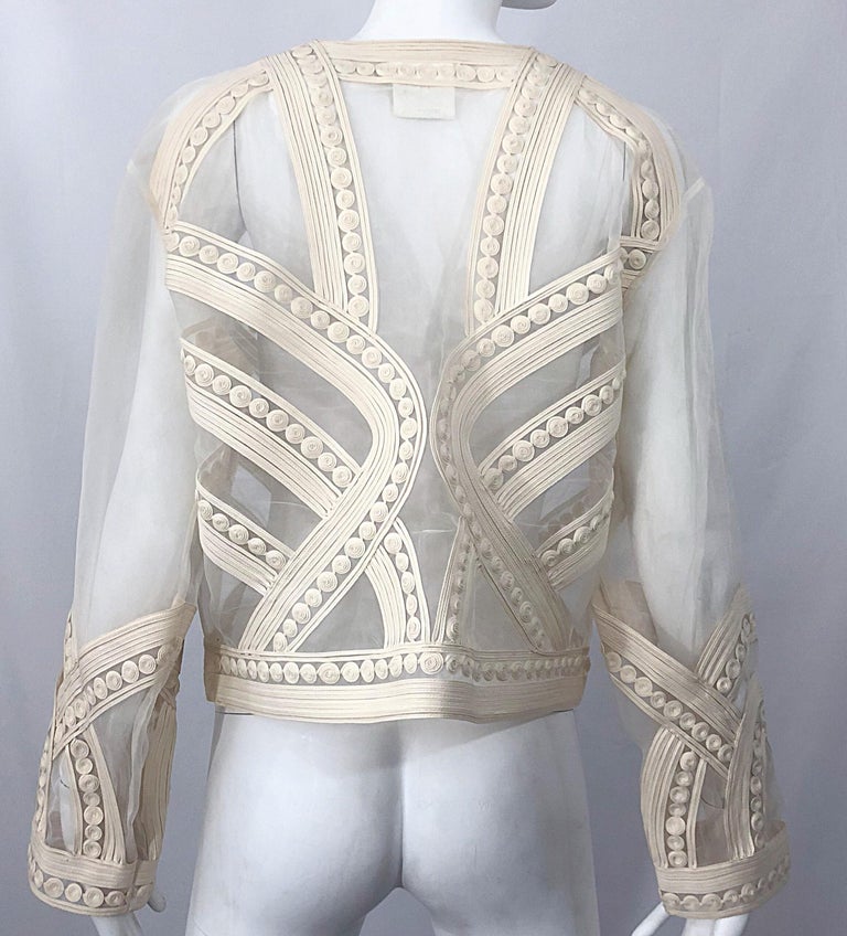 Rare Matsuda 1990s Ivory Sheer Off White Embroidered Vintage 90s Jacket ...