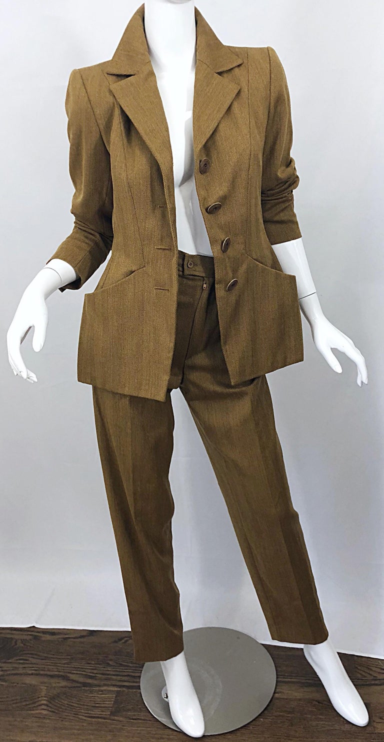 Vintage Yves Saint Laurent Size 36 Le Smoking Camel Brown Women's YSL ...