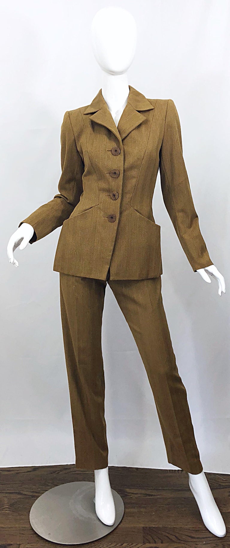 Vintage Yves Saint Laurent Size 36 Le Smoking Camel Brown Women's YSL ...