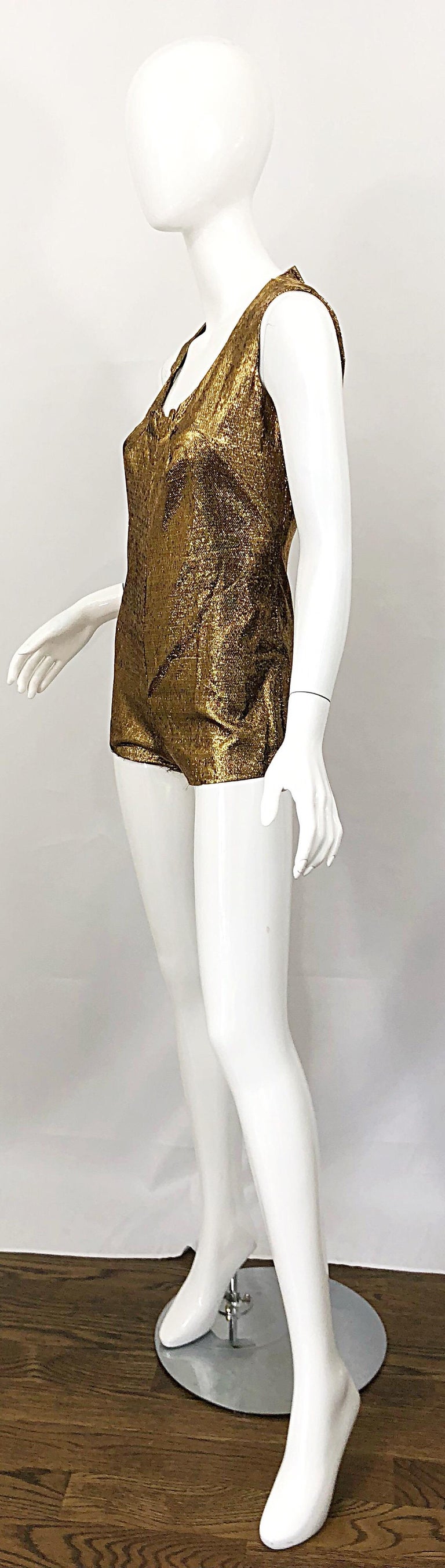 Amazing 1970s Gold Lurex Lame Disco Studio 54 Vintage 70s Romper and ...