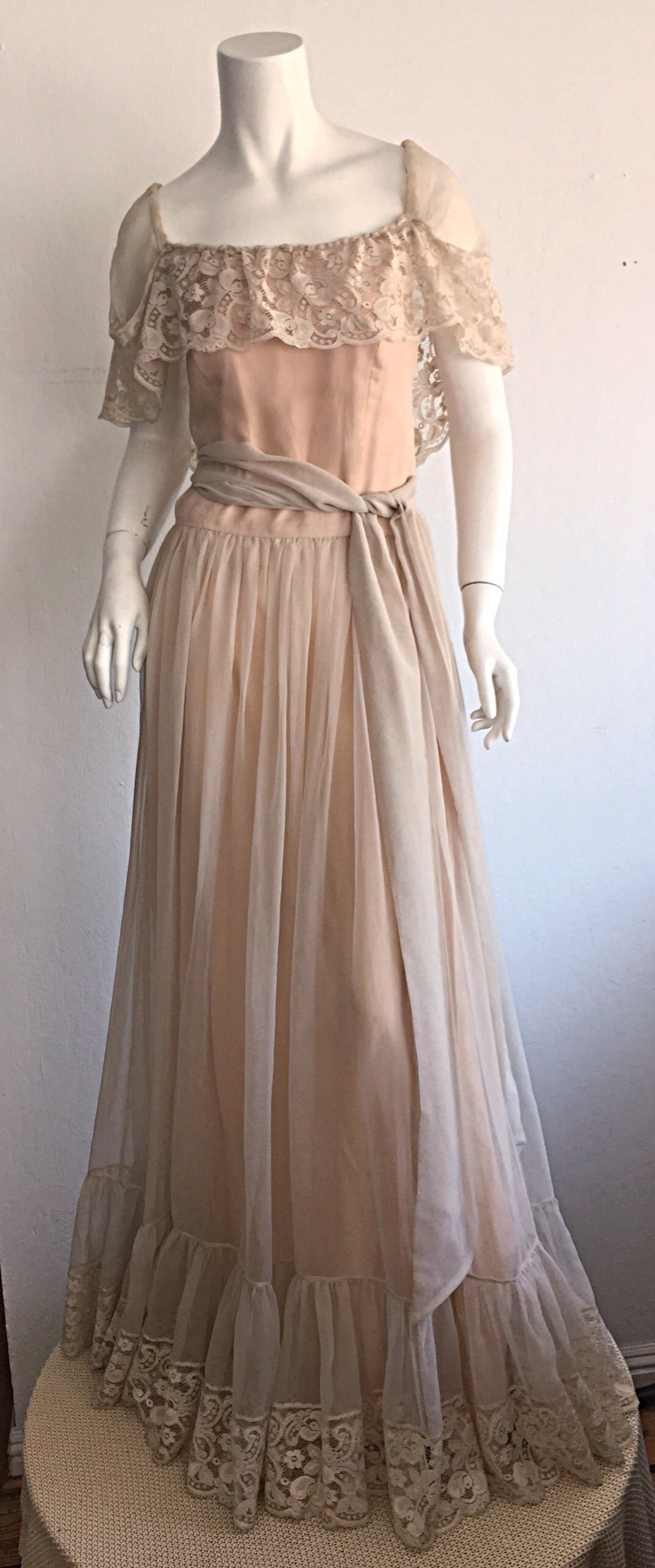 Beautiful Ethereal Vintage Victor Costa Cream Lace Bohemian Wedding ...