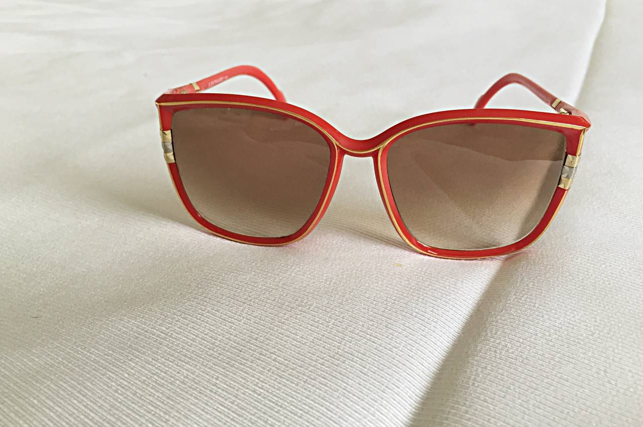 1970s Leonard Vintage Red Cat Eye Oversized Runway Sunglasses / Glasses ...