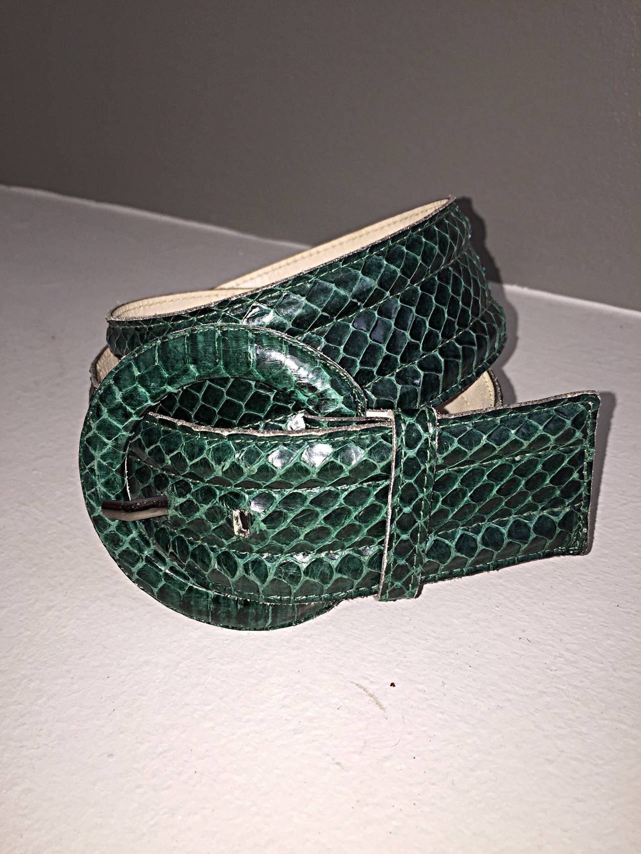 Vintage Yves Saint Laurent Hunter / Forest Green Snake Python Belt YSL at 1stDibs | ysl snake ...