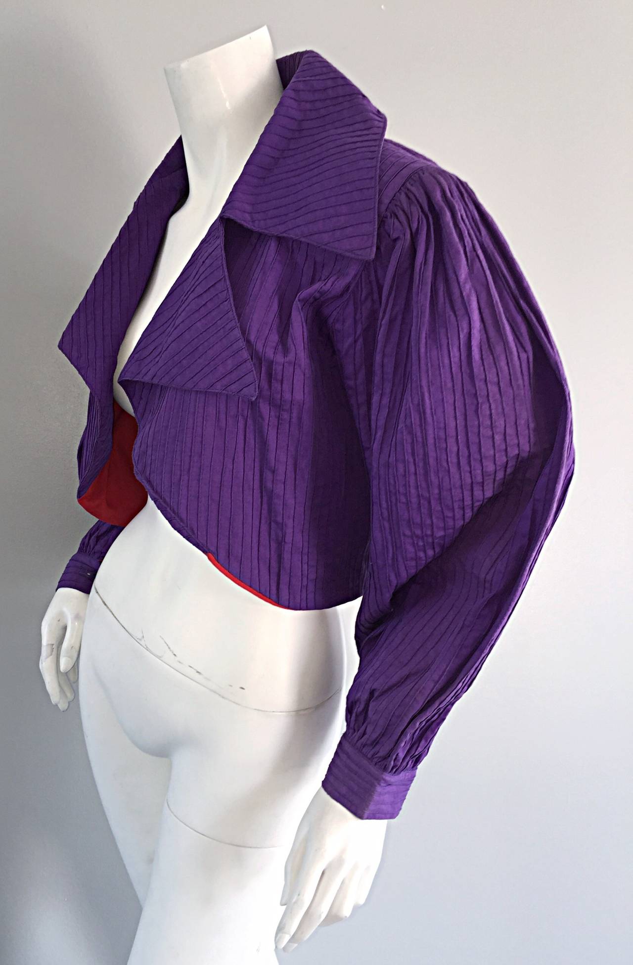 Vintage Tachi Castillo Dramatic Purple Cotton Cropped Bolero Jacket at ...
