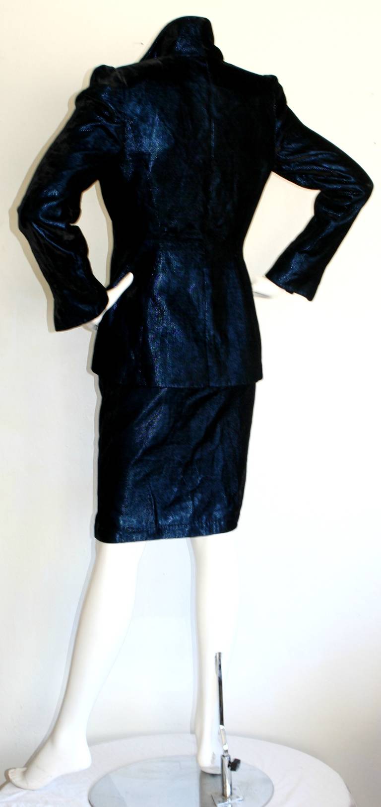 Vintage Thierry Mugler Blue Velvet Metallic Power Suit Avant Garde For ...