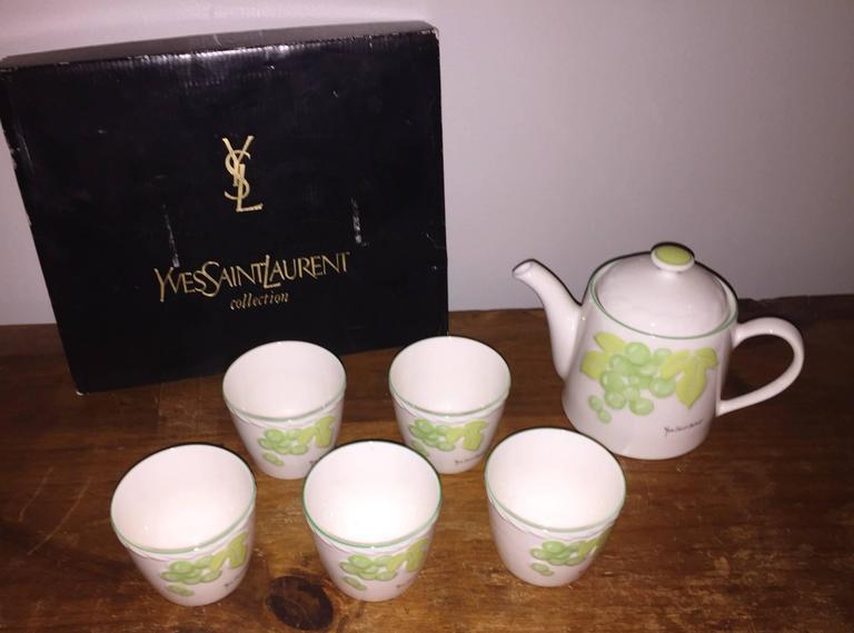 Rare Vintage Yves Saint Laurent Tea Set Hand Painted Grape Print Brand ...