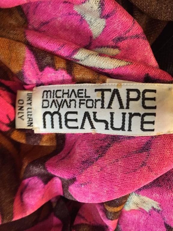 1970s Michael Dayan Hot Pink + Brown Floral 70s Vintage Jersey Maxi ...