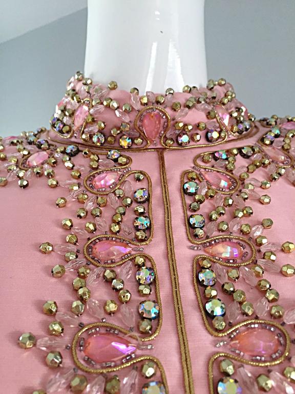 1960s Pink Silk Beaded + Rhinestone + Sequin Vintage 60s A - Line ...