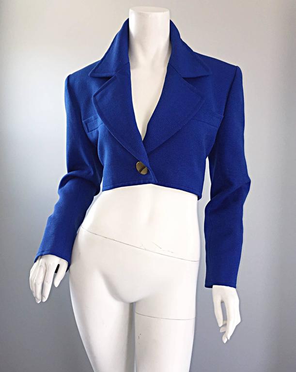Vintage Yves Saint Laurent Rive Gauche Electric Royal Blue Cropped ...