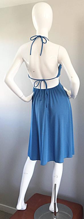 Vintage Samir 1970s Sexy Robin Egg Blue Cut Out Disco 70s Halter Dress ...