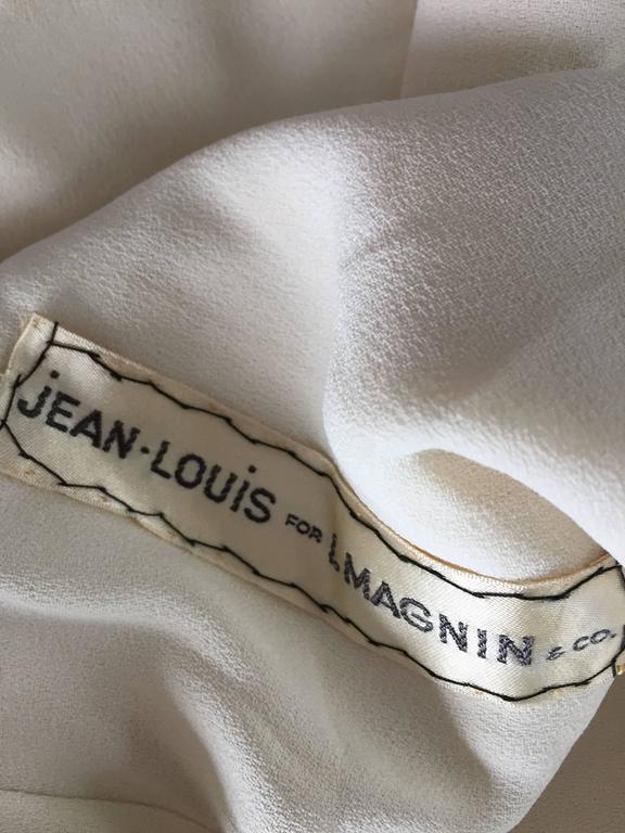 JEAN LOUIS Vintage I Magnin 1960s Rare Ivory Crepe Pink and Green ...