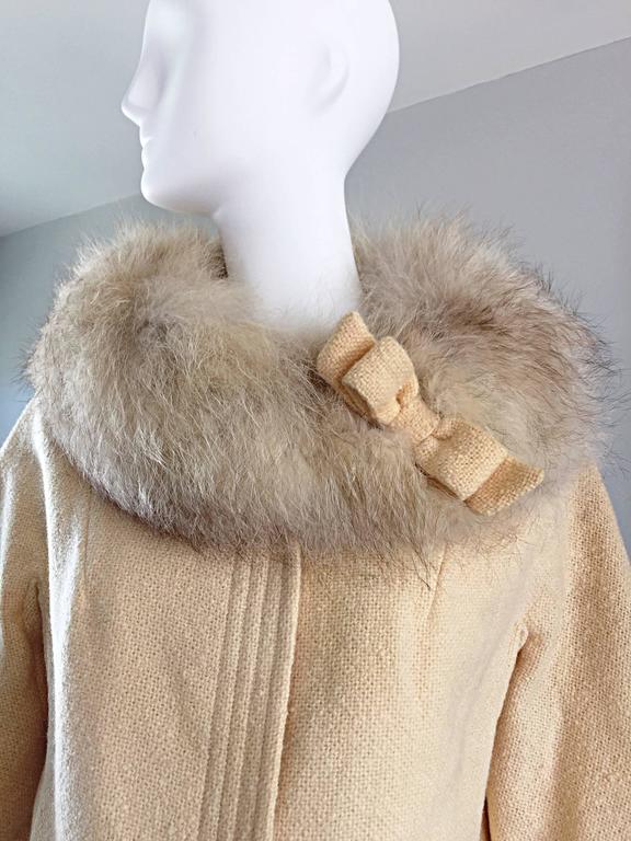 Incredible Vintage Lilli Ann 1960s Ivory Wool + Fur Cropped Swing ...