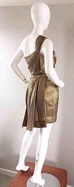 Matthew Williamson Gold / Bronze Jacquard Jeweled Belted One Shoulder ...