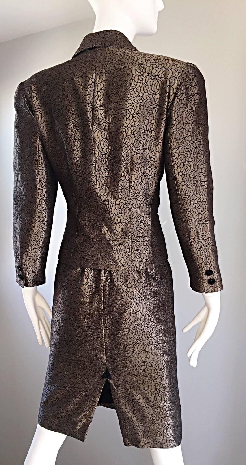Ted Lapidus Haute Couture Vintage Taupe Bronze Metallic Fitted Skirt ...
