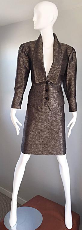 Ted Lapidus Haute Couture Vintage Taupe Bronze Metallic Fitted Skirt ...