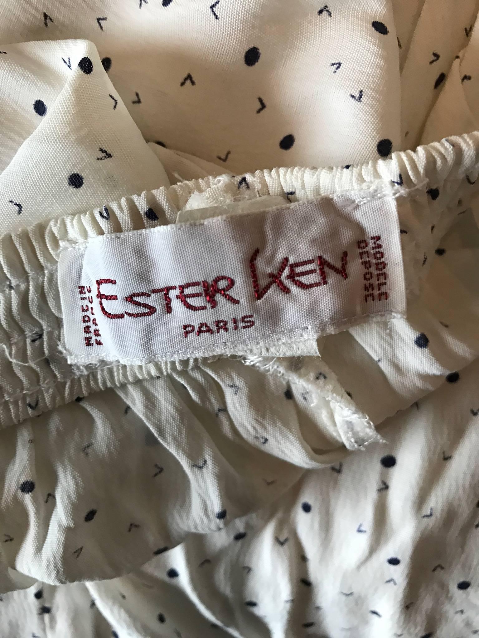Ester Ken Paris Vintage White and Navy Blue Polka Dot Silk Cut - Out ...