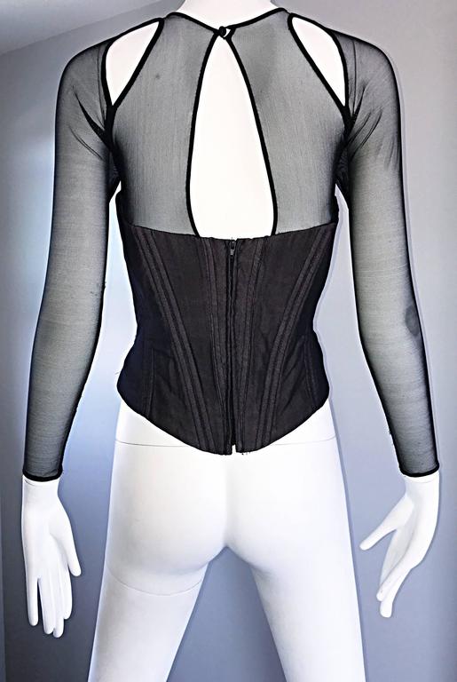 Vintage Vicky Tiel Couture 1980s Black Cut Out Silk Moire Bustier ...