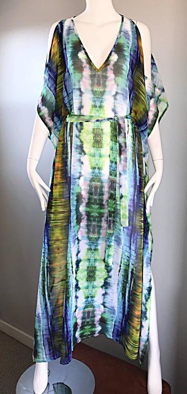1970s Biba Tie Dye Vintage ' Cold Shoulder ' 70s Vintage Boho Caftan Maxi Dress at 1stDibs | 70s ...