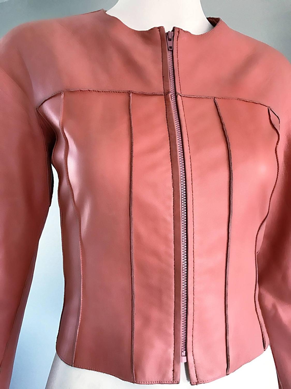 Vintage Chanel Bubblegum Pink Leather Spring Summer 1999 Runway Cropped ...