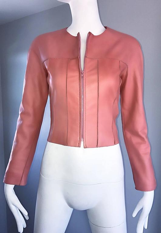 Vintage Chanel Bubblegum Pink Leather Spring Summer 1999 Runway Cropped ...