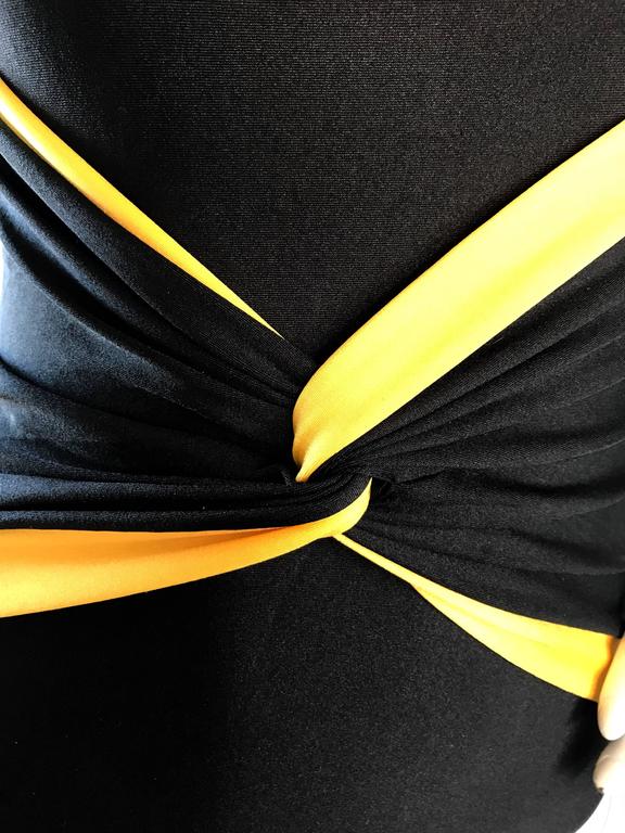 Vintage Oscar de la Renta Black + Yellow Bumble Bee Strapless Swimsuit ...